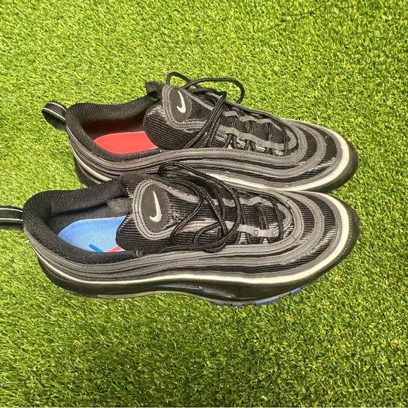 Nike | Shoes | Nike Air Max 97 Black Patent Leather Blue Red | Poshmark